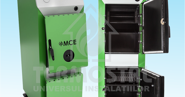CAZAN COMBUSTIBIL SOLID MCE AGRO V1 24KW CU PANOU COMANDA+VENTILATOR